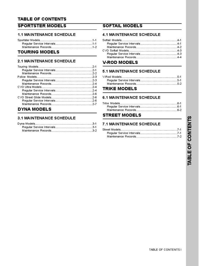 2017 Harley Davidson Maintenance Schedules | PDF | Motorcycle | Brake