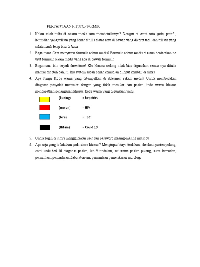 Pertanyaan Pitstop Mrmik | PDF