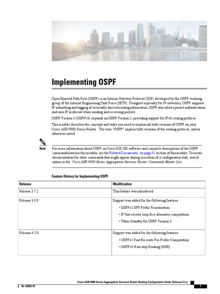 Implementing OSPF and OSPFv3 On Cisco IOS XR | PDF | Routing | Router ... Implementing OSPF and OSPFv3 On Cisco IOS XR | PDF | Routing | Router ...