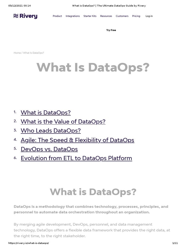What Is DataOps - The Ultimate DataOps Guide by Rivery | PDF | Agile ...