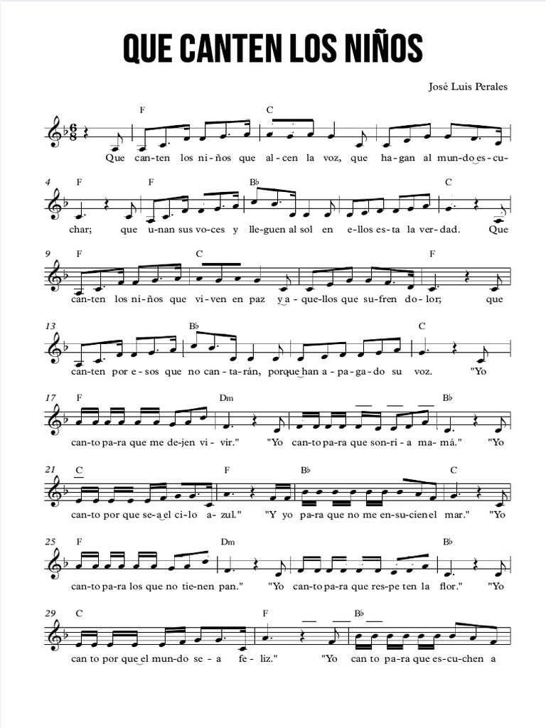 Fdocuments - Co - Que Canten Los Ninos Partitura Completa | PDF