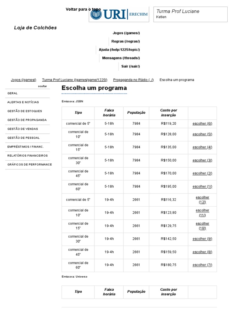 Escolha Um Programa - Simulador Coliseum | PDF