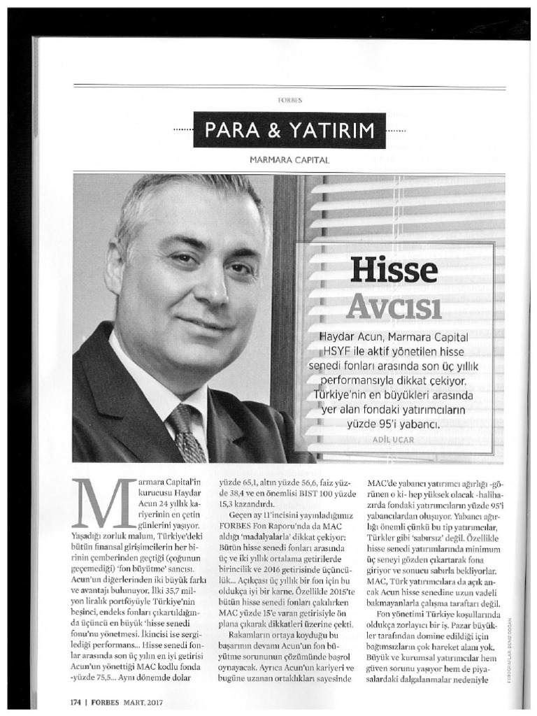 Forbes Haydar Acun Mart 2017 | PDF