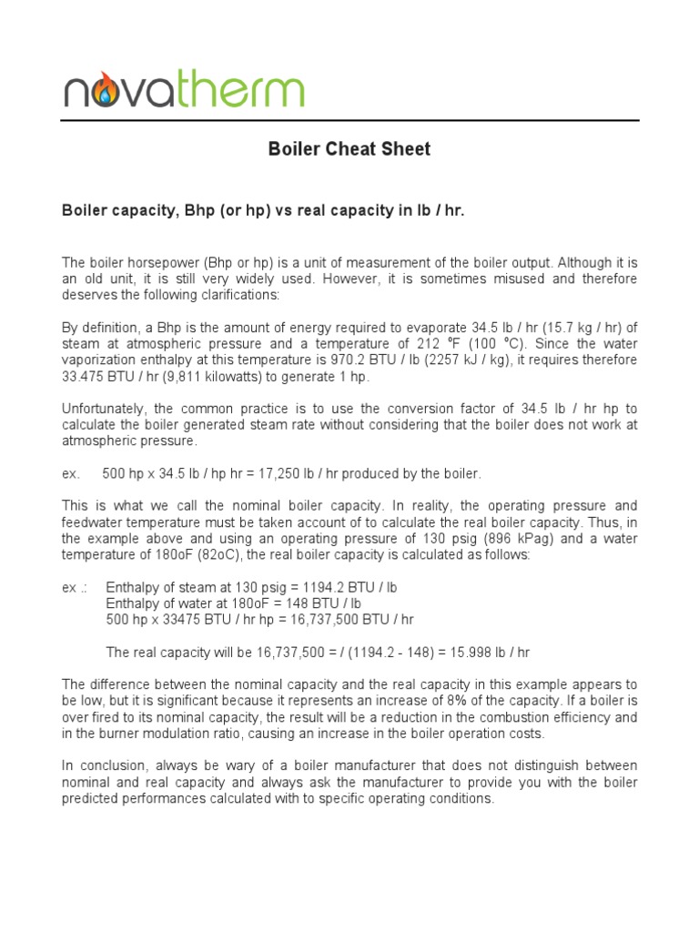 Boiler Cheat Sheet | PDF
