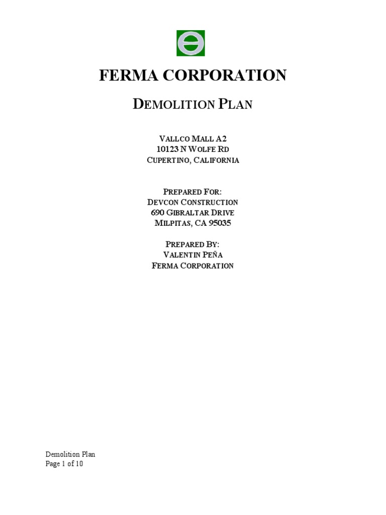 Demolition Plan Ferma | Download Free PDF | Demolition | Recycling
