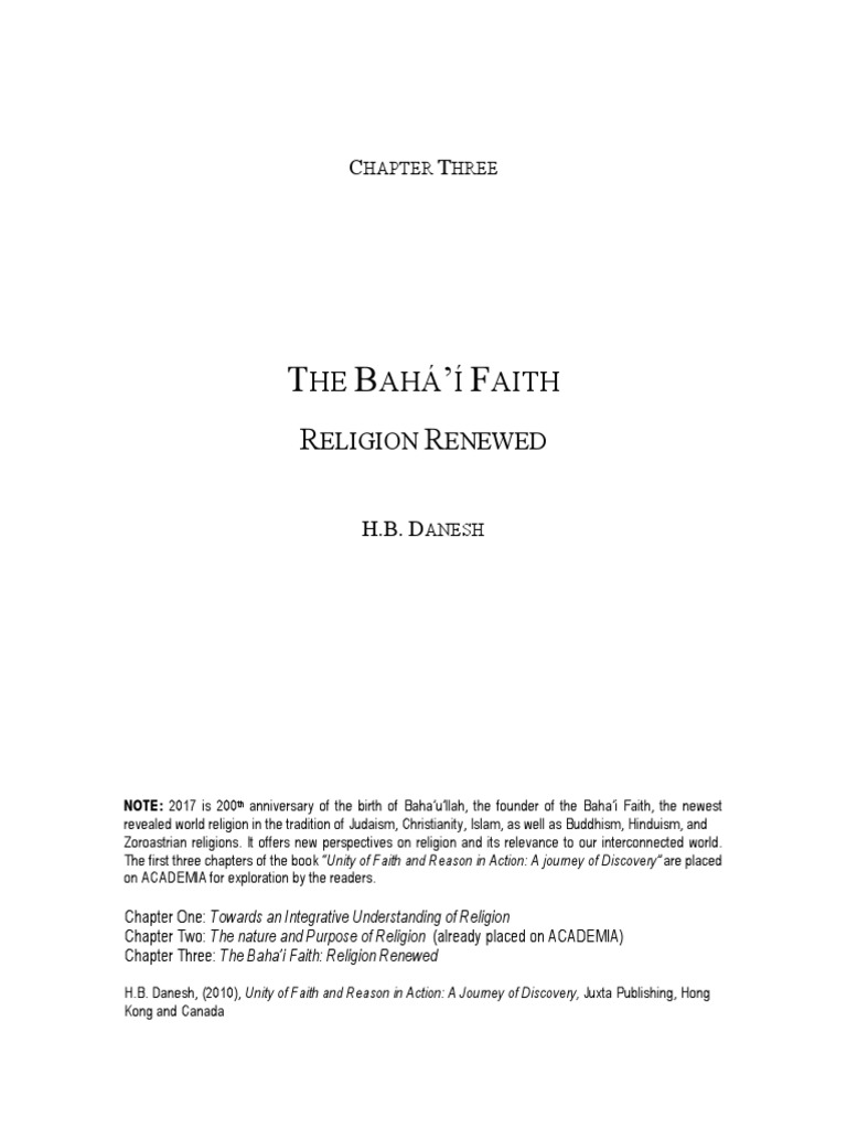 The Bahá'í Faith: A Renewed Religion | PDF | Faith | Psychiatry