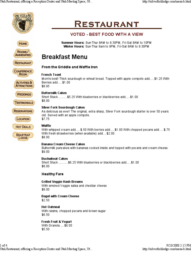 Break Fast Menu | PDF | Cooking | Cuisine