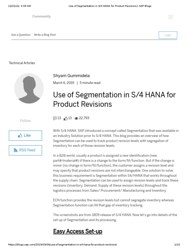 Use of Segmentation in S - 4 HANA For Product Revisions - SAP Blogs | PDF | Market Segmentation ...