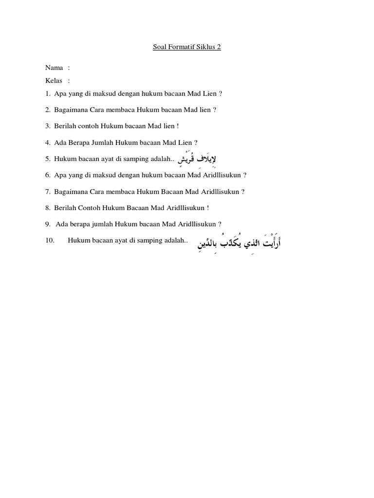 Soal Formatif Siklus 2 | PDF