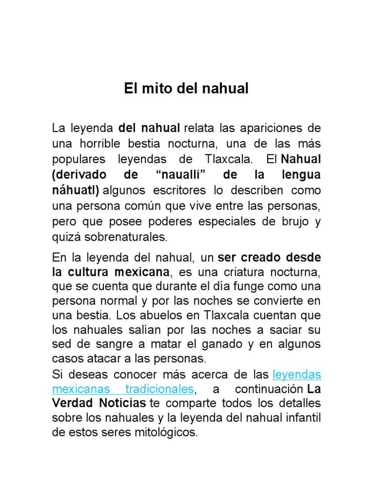 La leyenda del nahual en Tlaxcala | PDF | México | Brujería