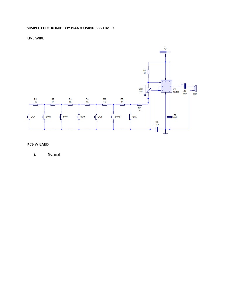 Simple Electronic Toy Piano Using 555 Timer | PDF