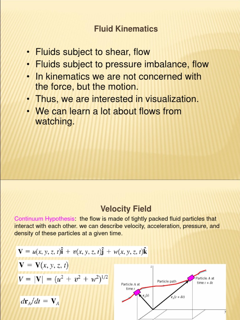 3 - Fluid Kinematics and Dynamics | PDF | Fluid Dynamics | Continuum Mechanics