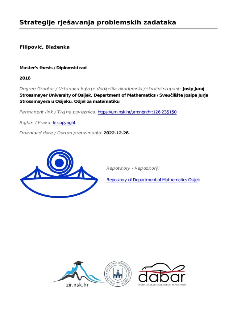 Filipovic Blazenka Mathos 2016 Diplo Sveuc | PDF