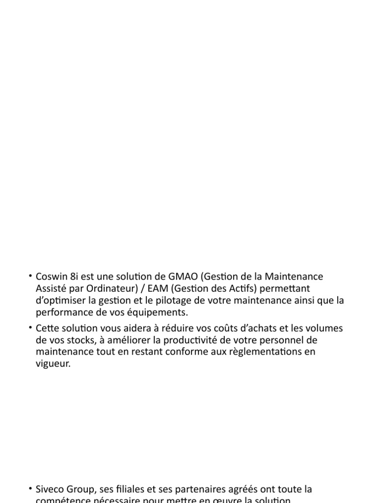 GMAO Coswin 8i : Optimisez votre maintenance | PDF | Ergonomie et ...