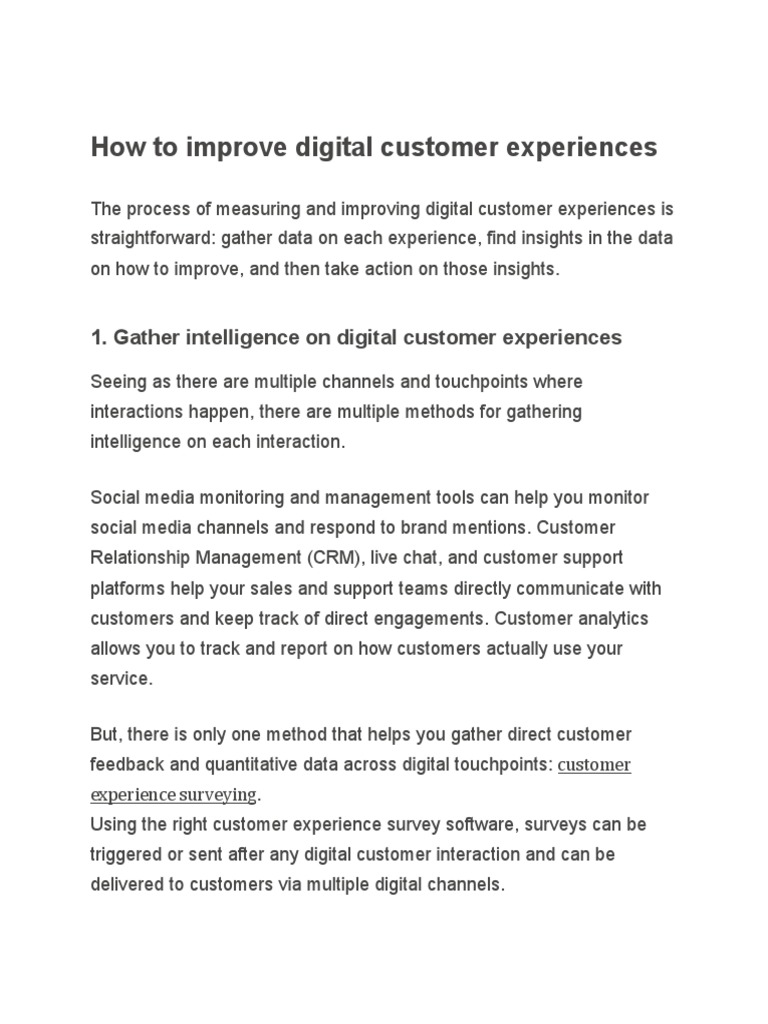 How To Improve Digital Customer Experiences | PDF | Customer Experience ...