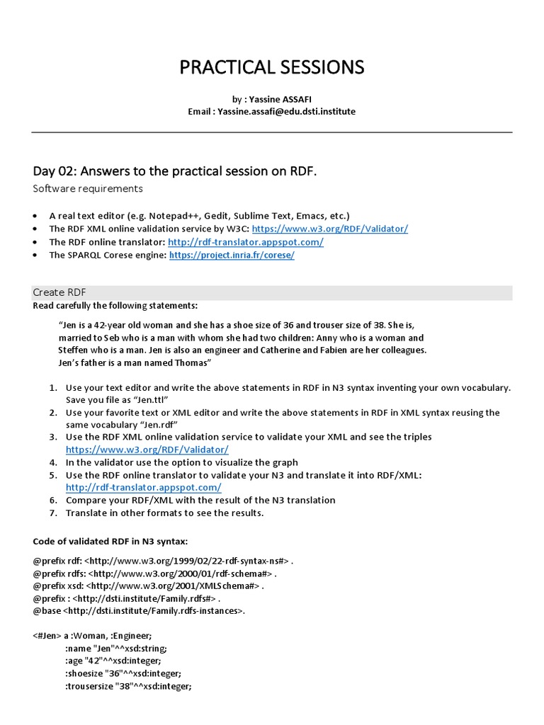 RDF Practical Session Guide | PDF | Xml Schema | Resource Description Framework