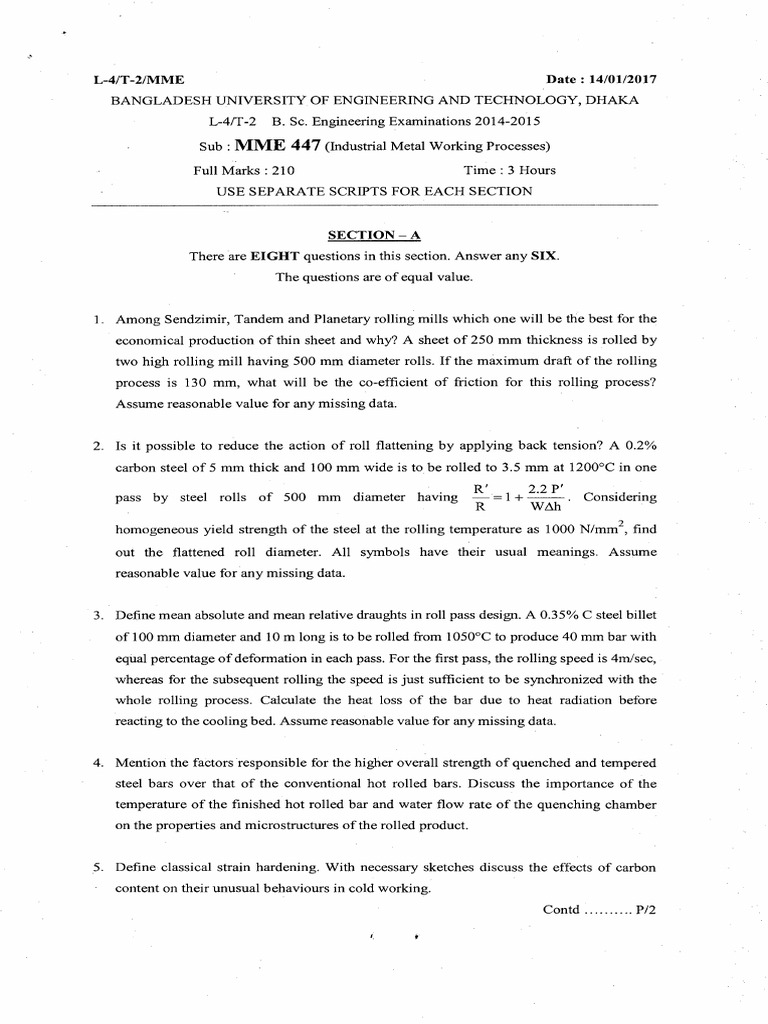 Exam Sheet Metal | PDF | Deformation (Engineering) | Strength Of Materials