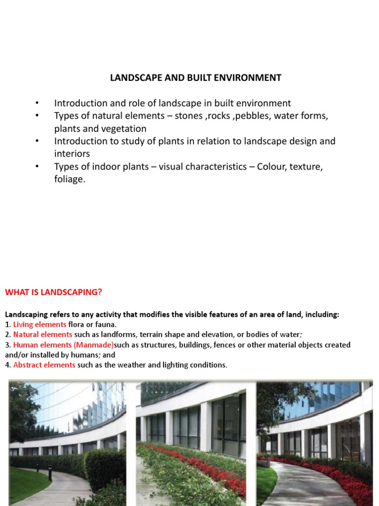 Unit - 1 Landscape Introduction | PDF | Landscape | Gardens
