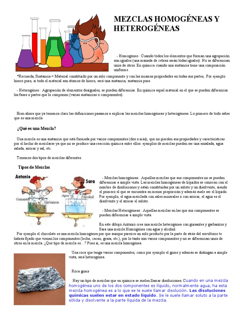 Mezclas Homogéneas y Heterogéneas | PDF | Mezcla | Sustancias químicas