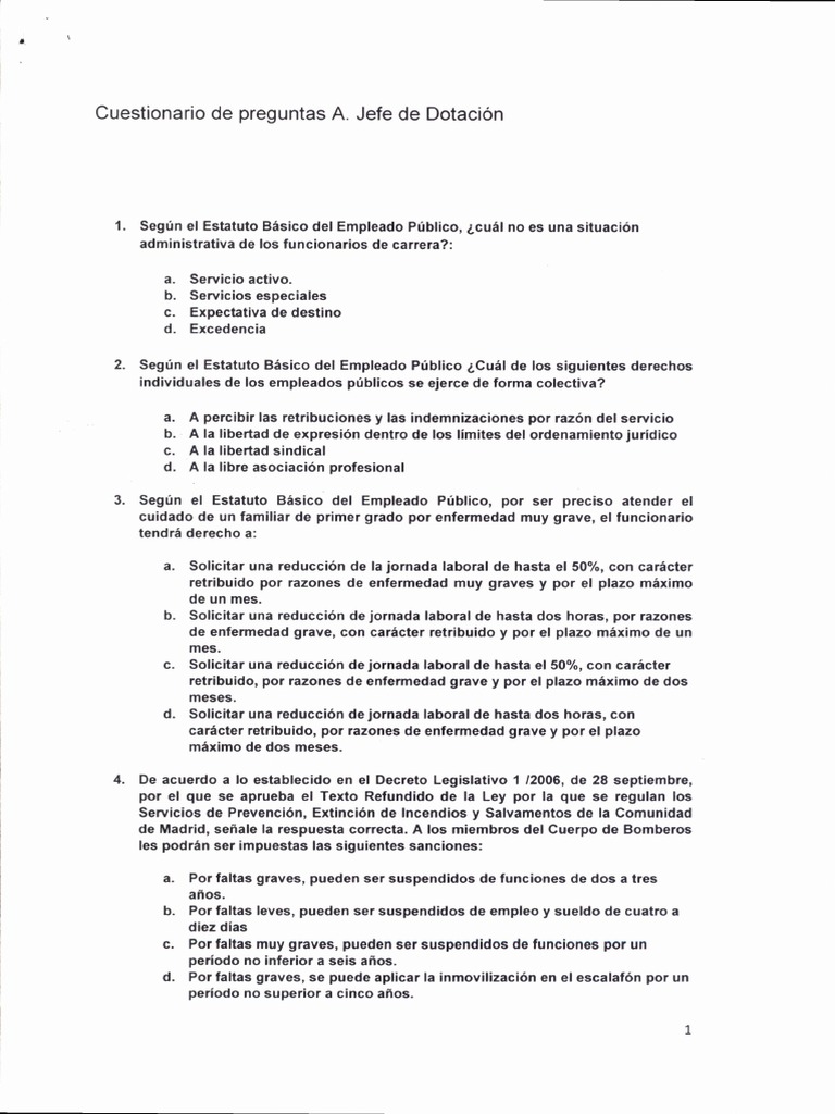 Orden 5089-2016.cuestionario Preguntas 2o Ejer - Jefe Dotacion | PDF | Sangre | Color