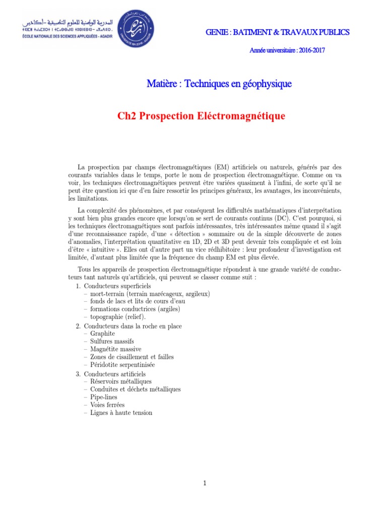 CH 3 Prospection Electromag. | PDF | Champ magnétique | Électricité