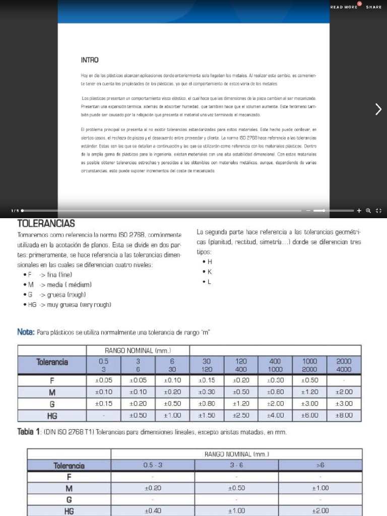 Tolerancias de Piezas Plásticas | PDF