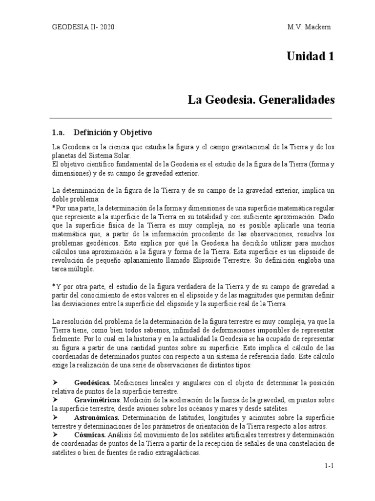 Apuntes Unidad 1 Geodesia | PDF | Geodesia | Gravedad
