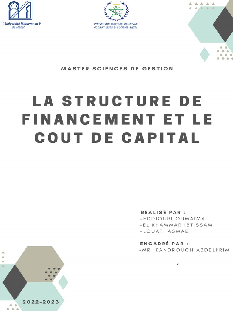 La Structure de Financement Et Le Cout de Capital | PDF | Capitaux ...