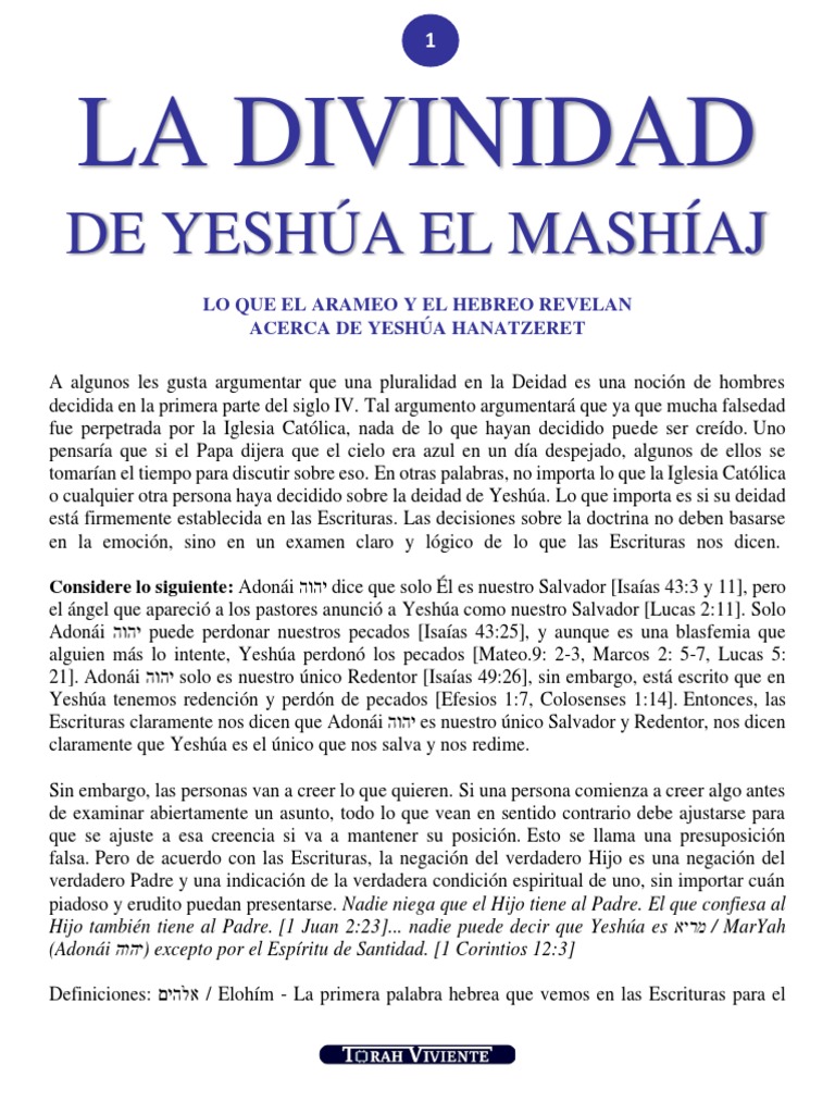La Divinidad de Yeshua | PDF | Shema Israel | Jesús