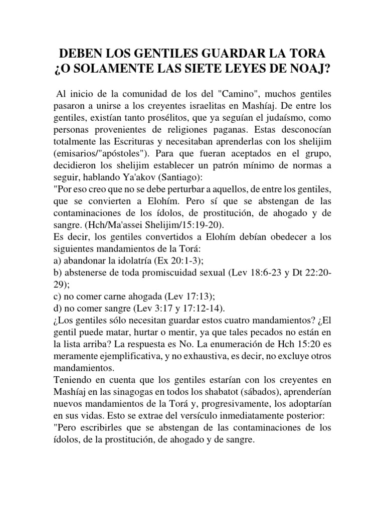 Gentiles y la Observancia de la Torá | PDF | Tora | Shabat