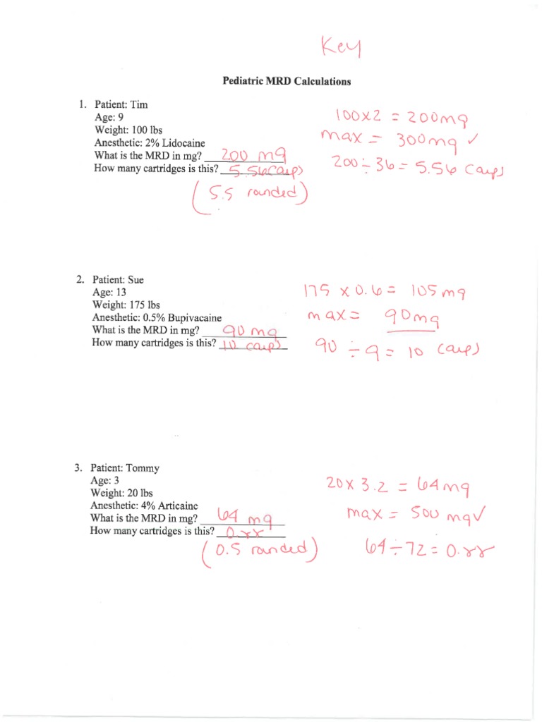 Pedo MRD Calculation Key | PDF
