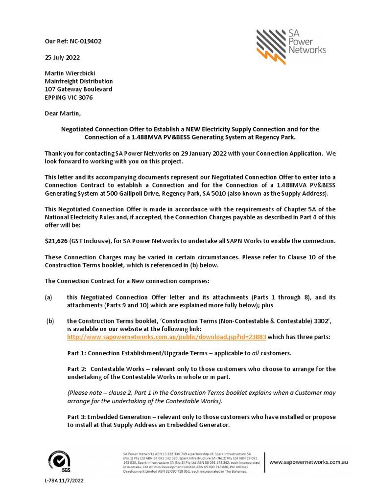 1 NC-019402 Offer Letter | PDF | Electric Power Distribution | Electric ...