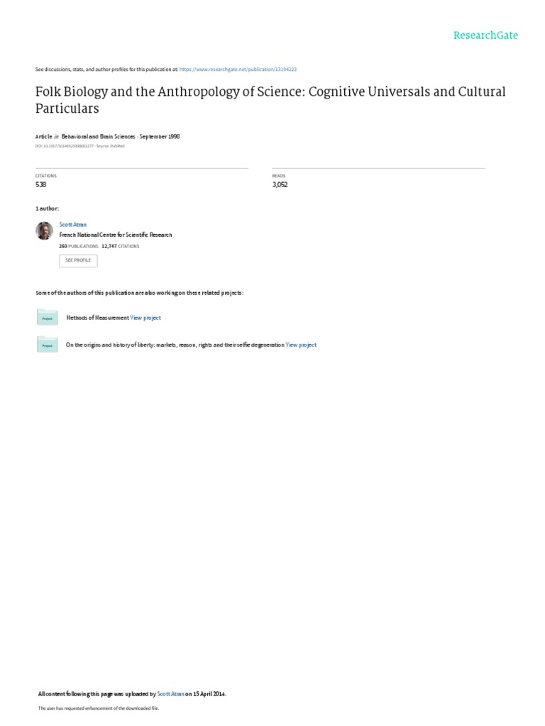 Folk Biology and The Anthropology of Science | PDF | Species | Taxonomy ...