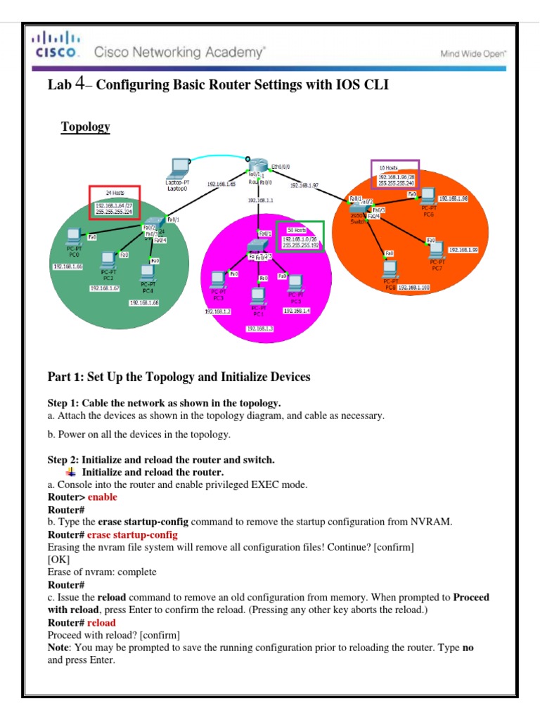 Lab 5 - Configuring Basic Router Settings | PDF | Router (Computing) | Computer File
