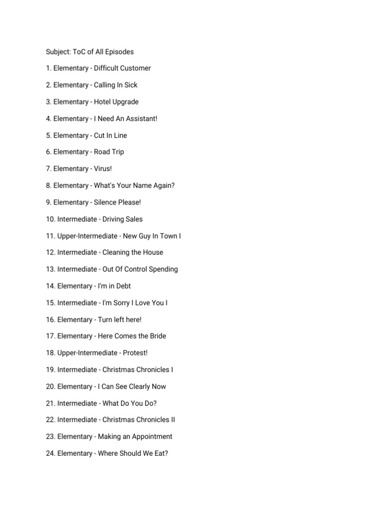 EnglishPod Episode Guide | PDF
