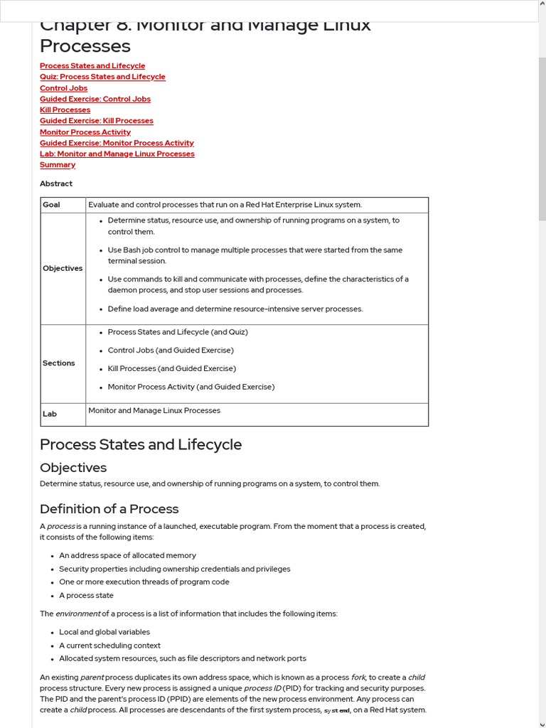 RH124 - ch08 | Download Free PDF | Process (Computing) | Programming