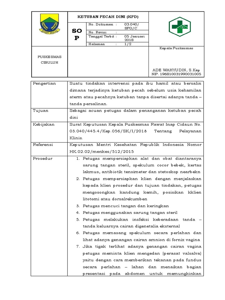 Sop KPD Editen | PDF