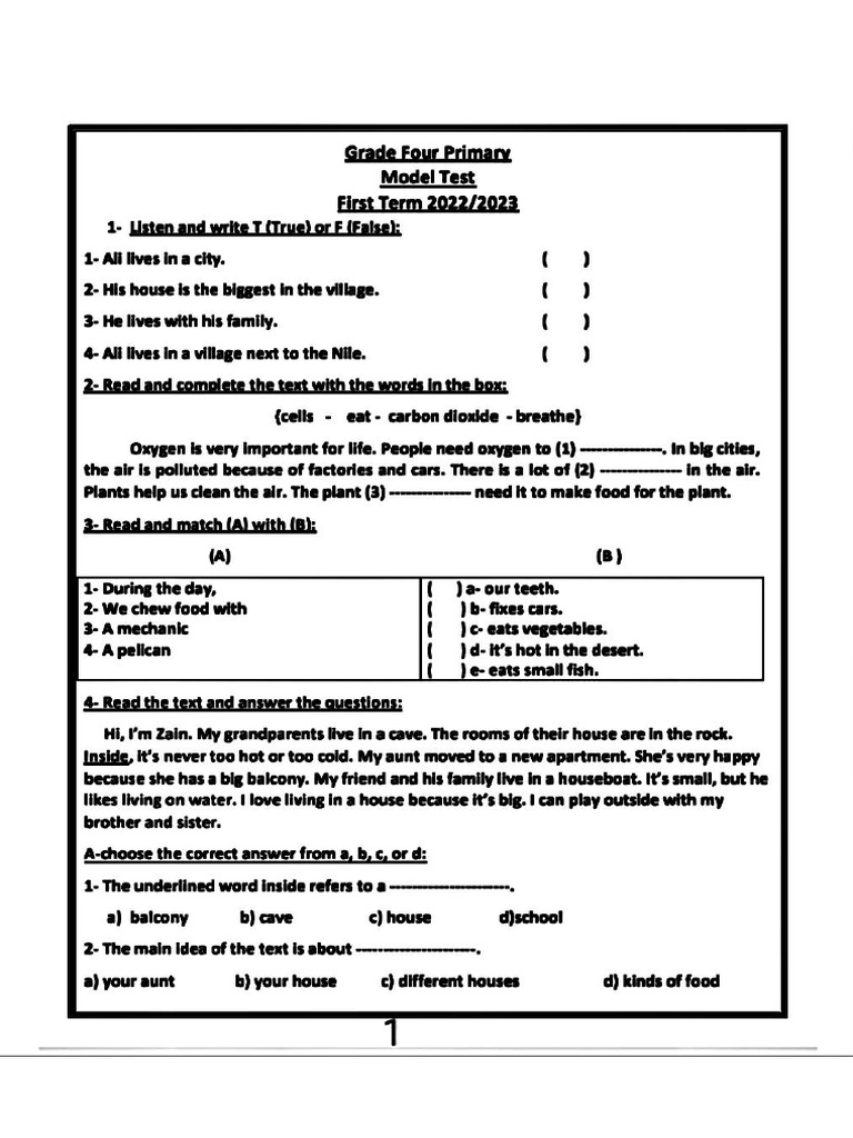 First Term Final Revision Connect 4 | PDF