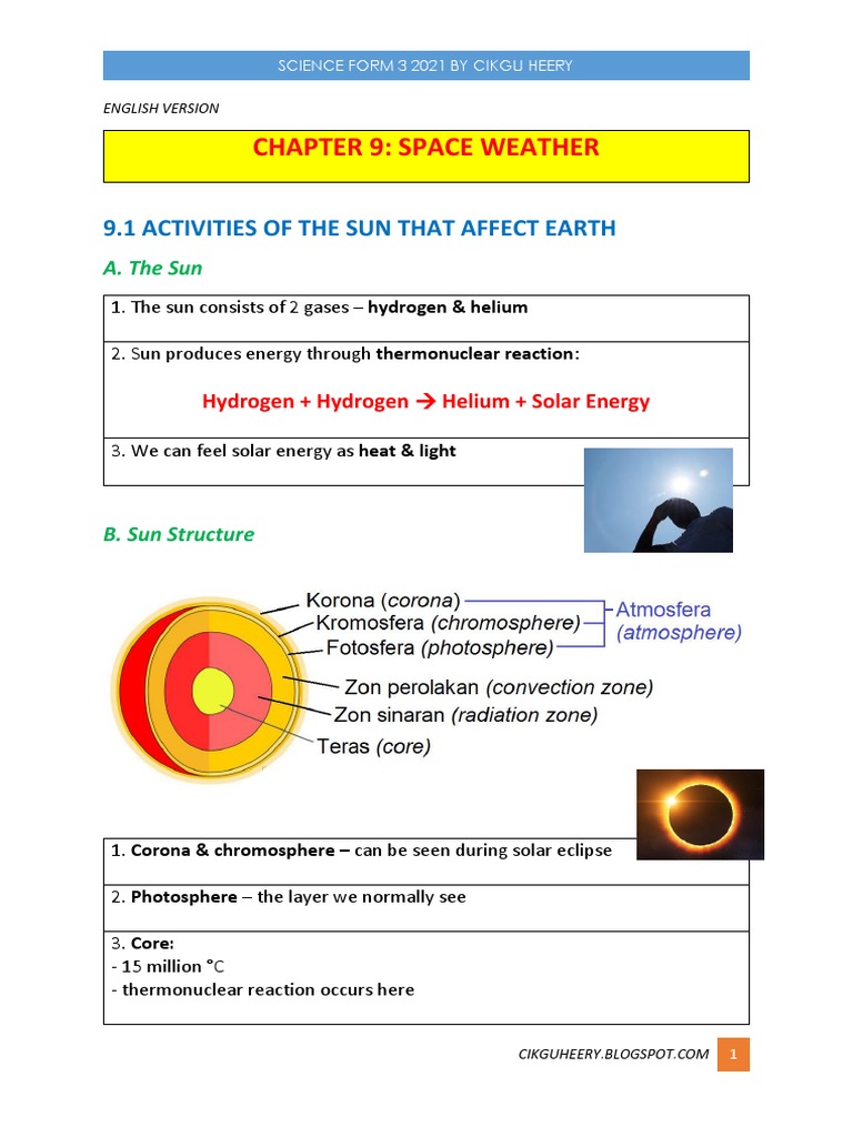 Sains Form3 Final Chapter | PDF | Sun | Outer Space