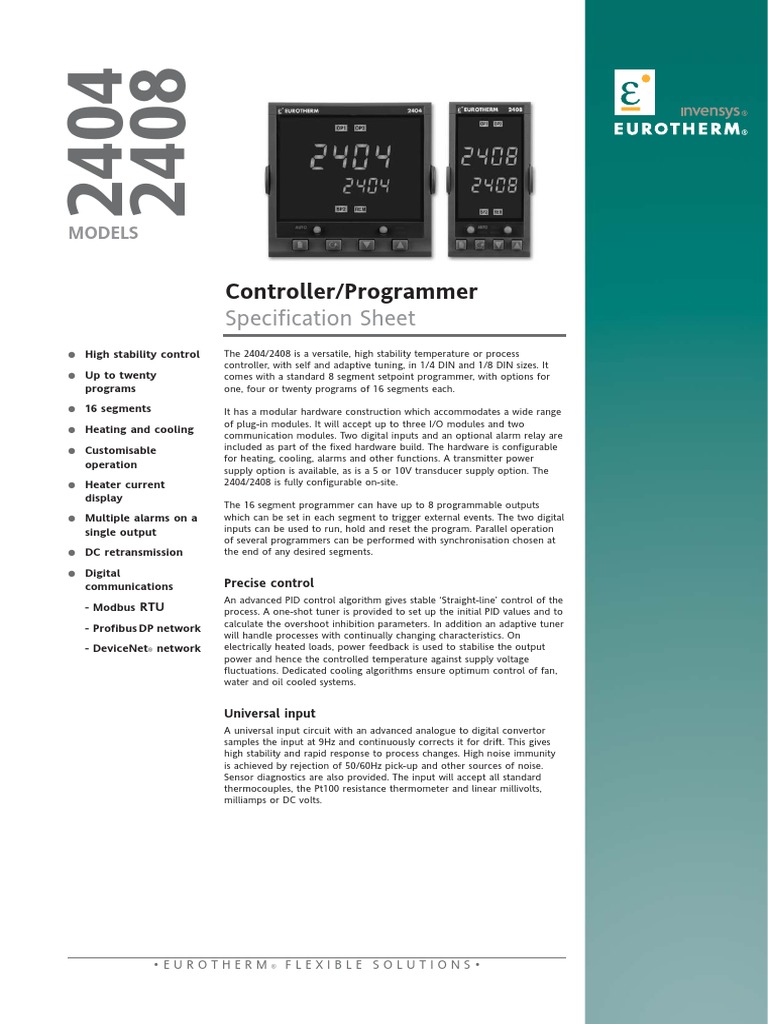 Controller/Programmer: Specification Sheet | PDF | Power Supply ...