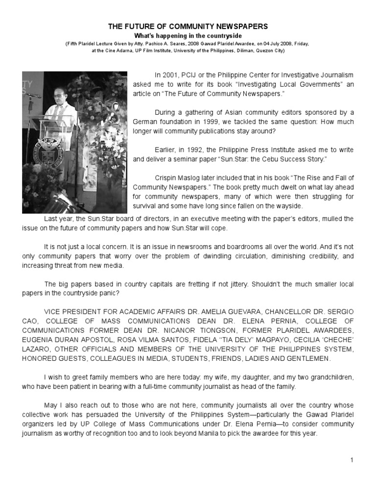 The Future of Community Newspapers | PDF | Journalism | Newspapers