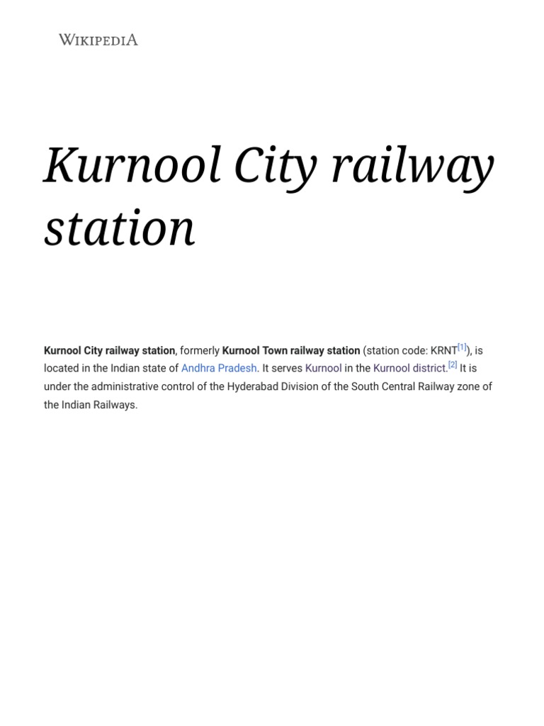 Kurnool City Railway Station | PDF | Rail Transport | Transport