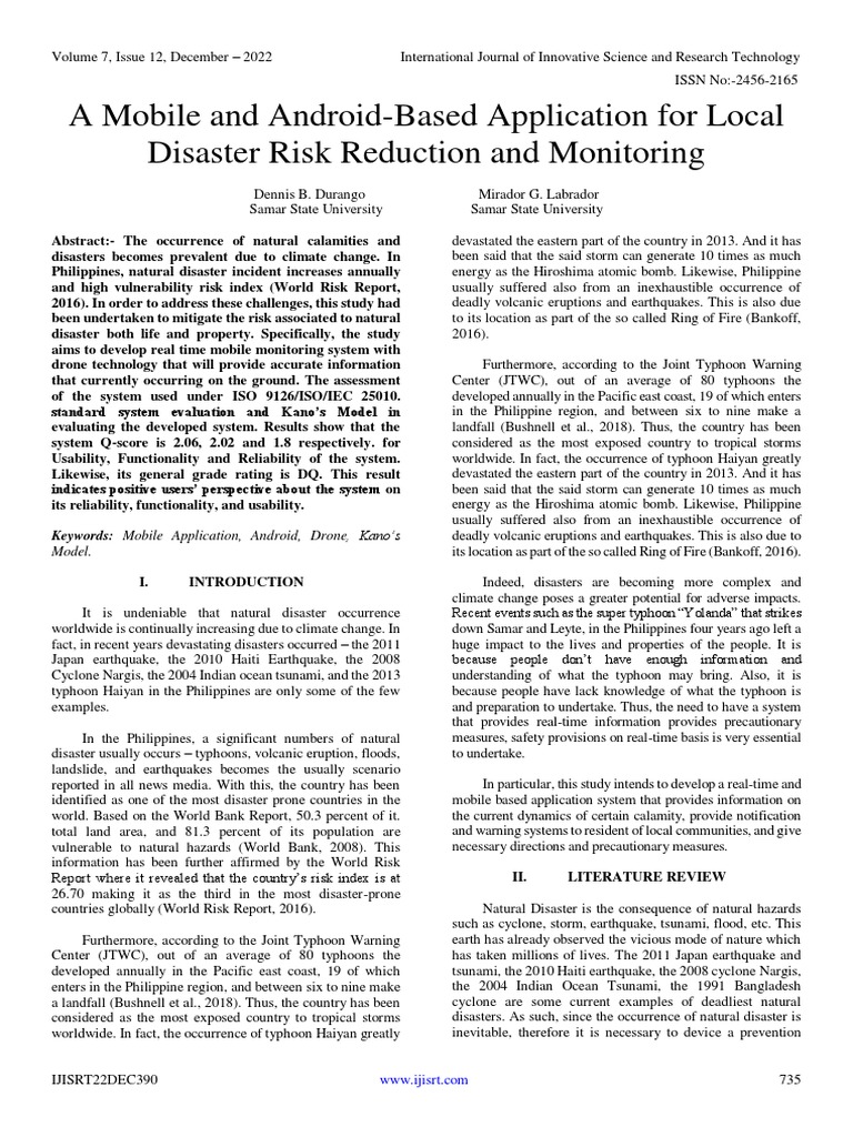 A Mobile and Android-Based Application For Local Disaster Risk Reduction and Monitoring | PDF ...
