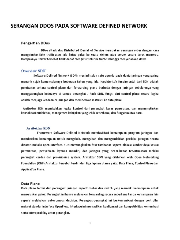 Serangan Ddos Pada Software Defined Network Pdf