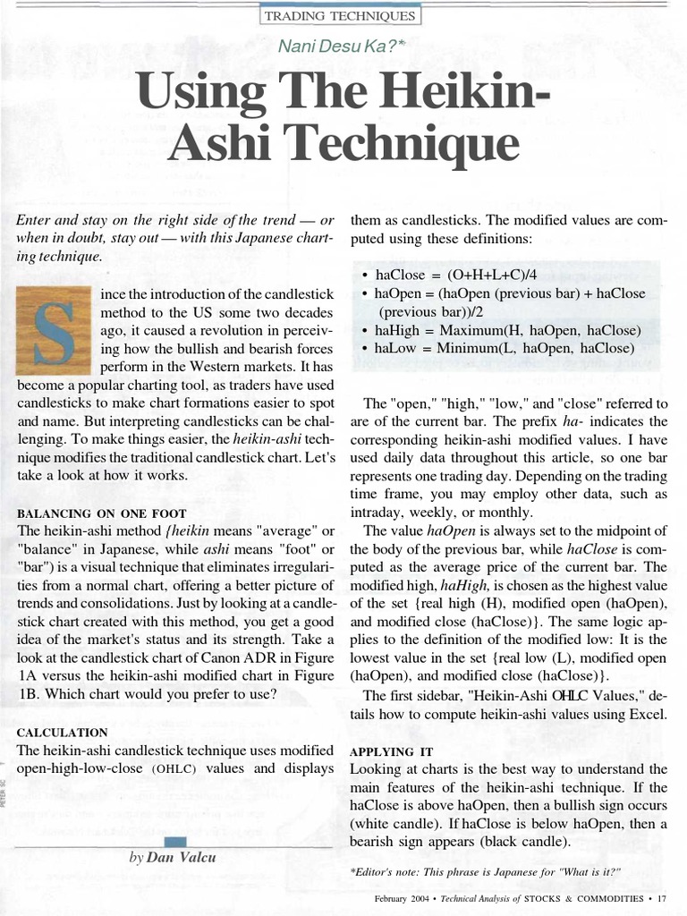 Trading Techniques Using The Heikin Ashi | PDF | Financial Economics | Economics