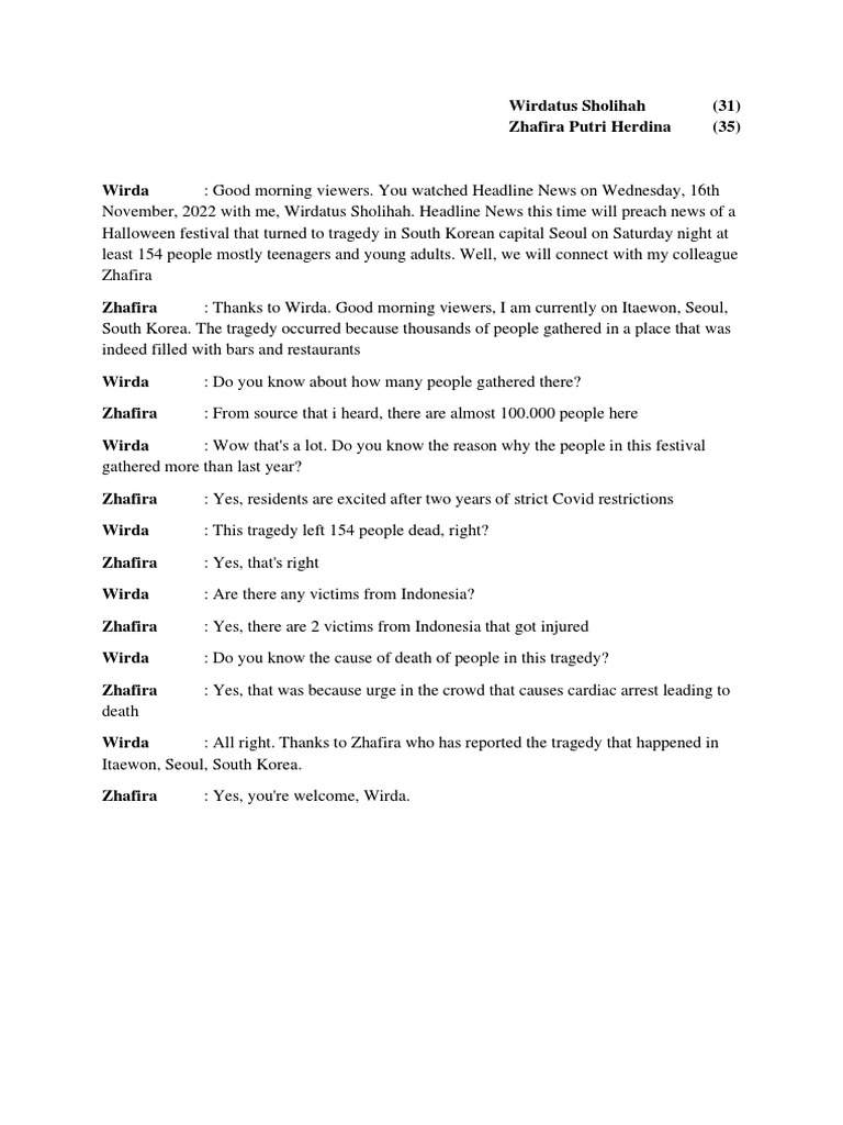 Dialogue Between Broadcaster and Field Reporter | PDF