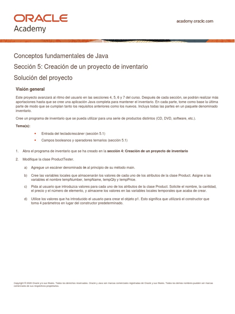 JF 5 Project Esp | PDF | Java (lenguaje de programación) | Constructor (Programación Orientada a ...