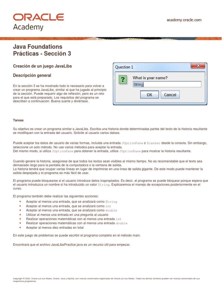 Jfo 3 Practice Esp Pdf Java Lenguaje De Programación Programa De Computadora