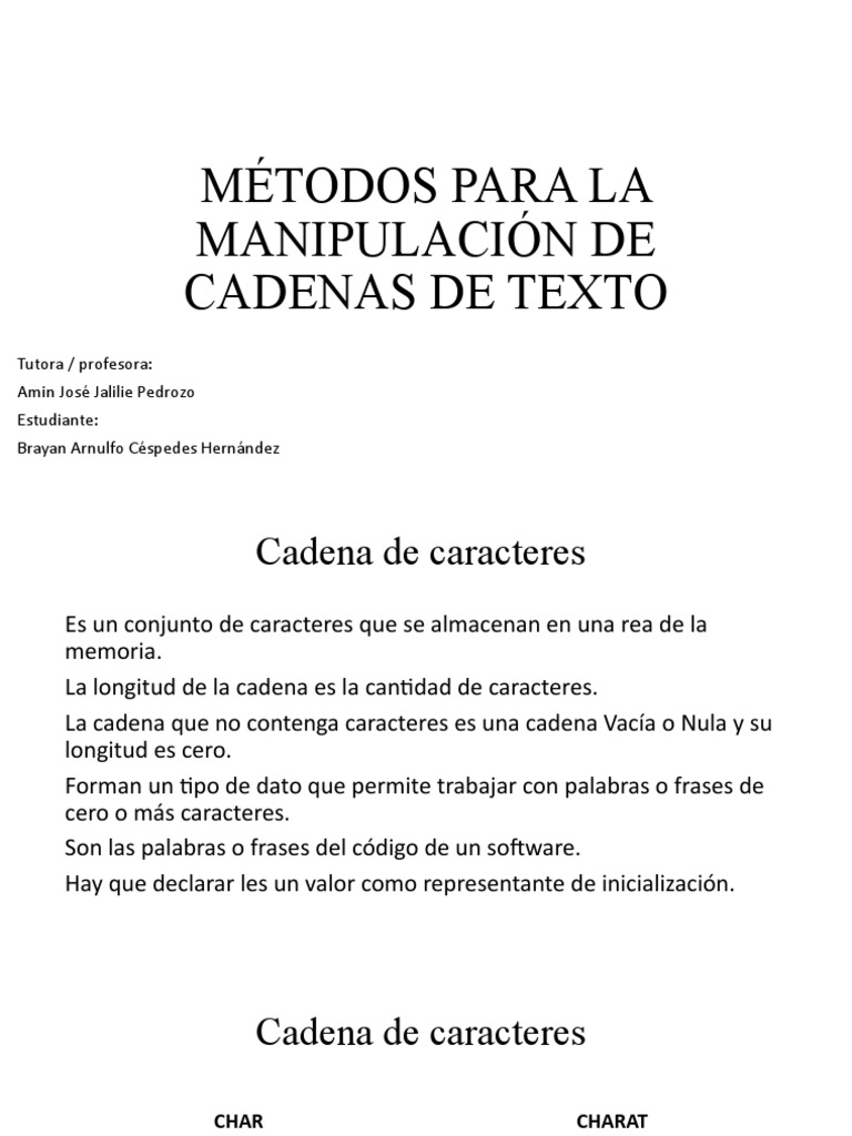 (Actividad 1) Métodos para La Manipulación de Cadenas de Texto | PDF ... (Actividad 1) Métodos para La Manipulación de Cadenas de Texto | PDF ...