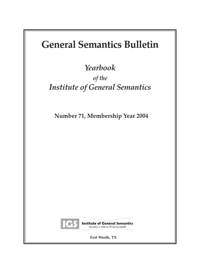General Semantics Bulletin No.71 | Download Free PDF | Science | Theory